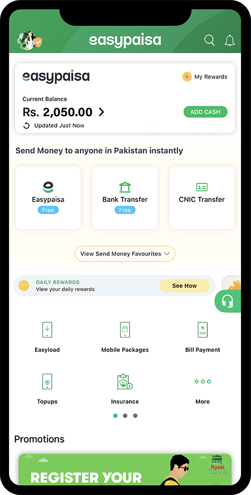 Send money in Pakistan with easypaisa